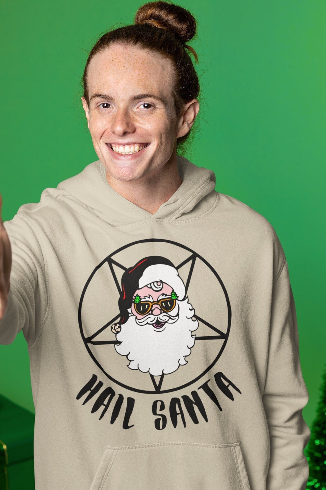 Hail Santa Hoodie, Funny Satanic Christmas Hooded Sweatshirt, Satanic ...
