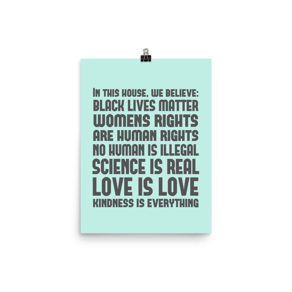 House Rules Liberal Values Poster Feminist Wall Art Love is | Etsy