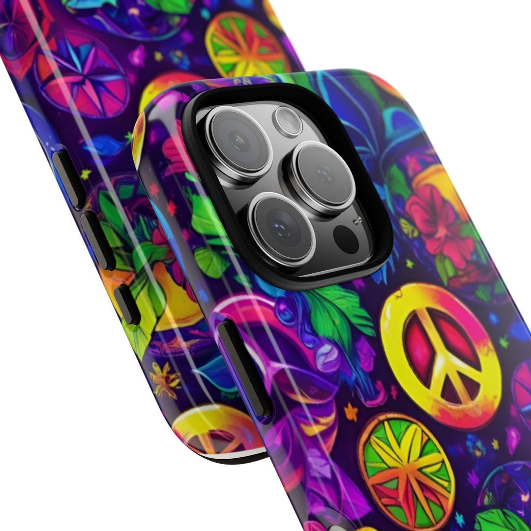 Boho Vibes Colorful Peace Sign Phone Case - Stand Out With Unique Art ...