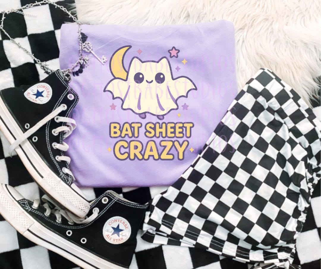 Bat Sheet Crazy PNG Digital File Kawaii Pastel Halloween Design DTF ...