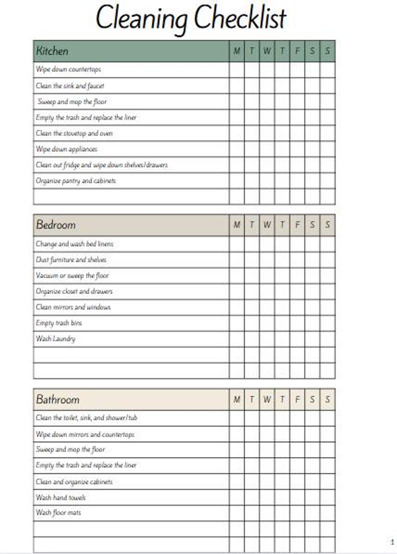 Weekly Cleaning Schedule | Printable Cleaning Checklist | Home Cleaning ...