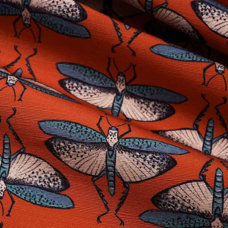 Dragonfly Bug Insect Wings Linen Cotton Luxury Upholstery Fabric by the ...