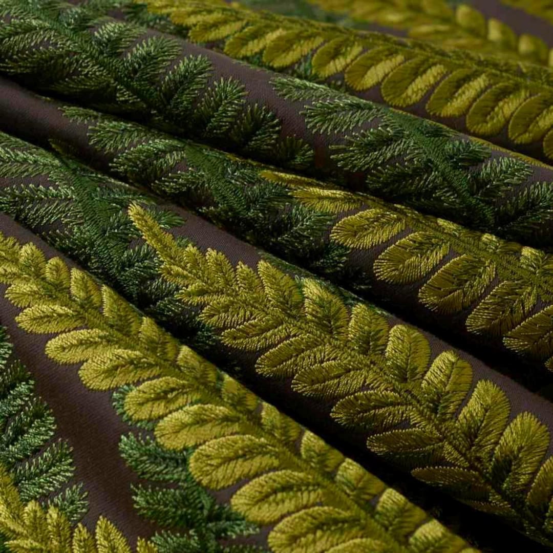 Fern Fronds Leafy Embroidered Luxury Home Decor Fabric by the Yard ...