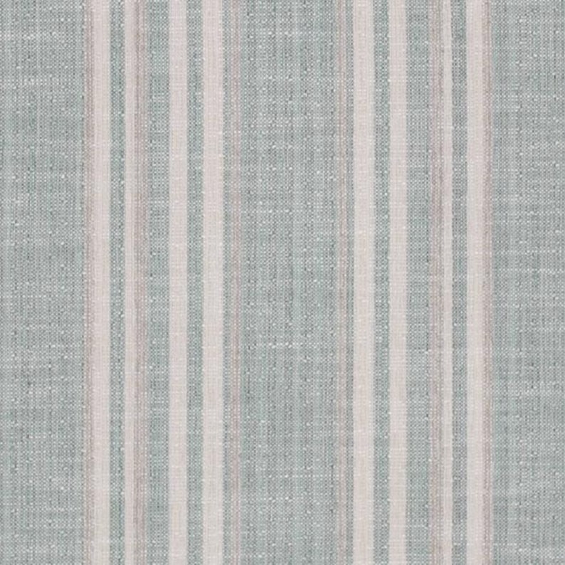 Beachy Coastal Aqua Blue Sea Glass Stripe Upholstery Fabric by the Yard ...