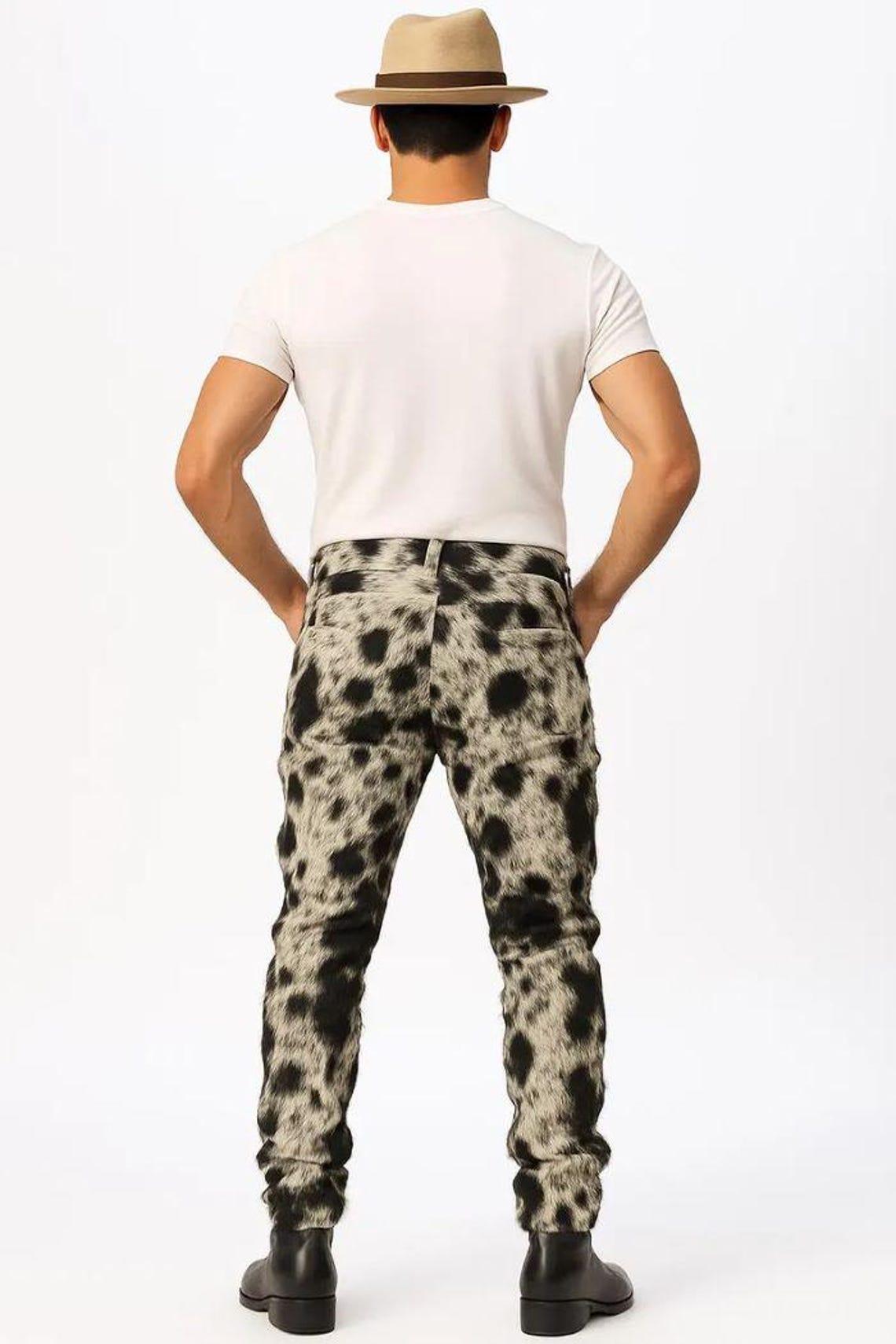 Men’s Cowhide Leather Pants | Real Hair-on Cowskin Western Trousers ...