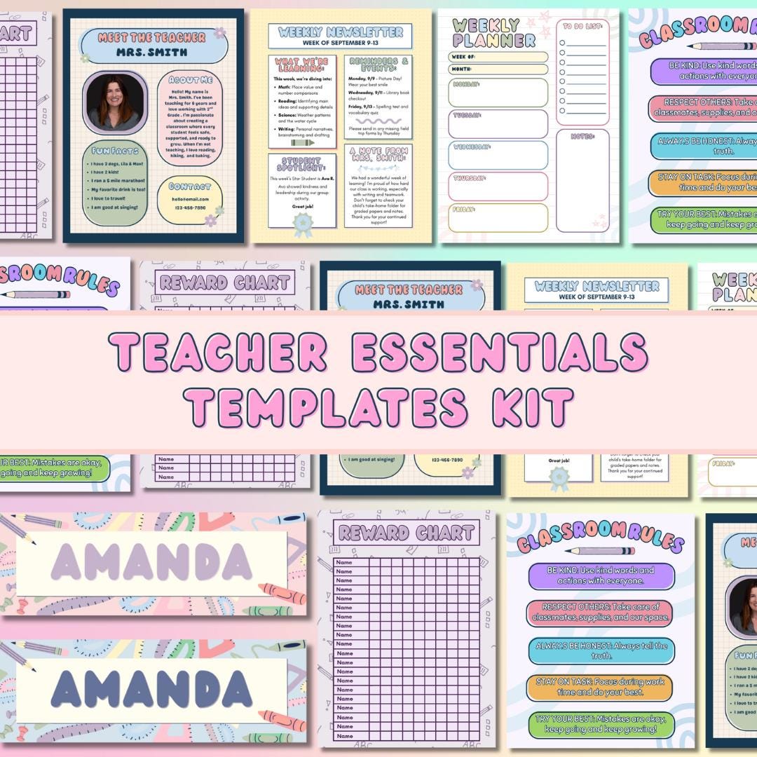 Editable Teacher Template Kit | Classroom Organization (canva) - Etsy