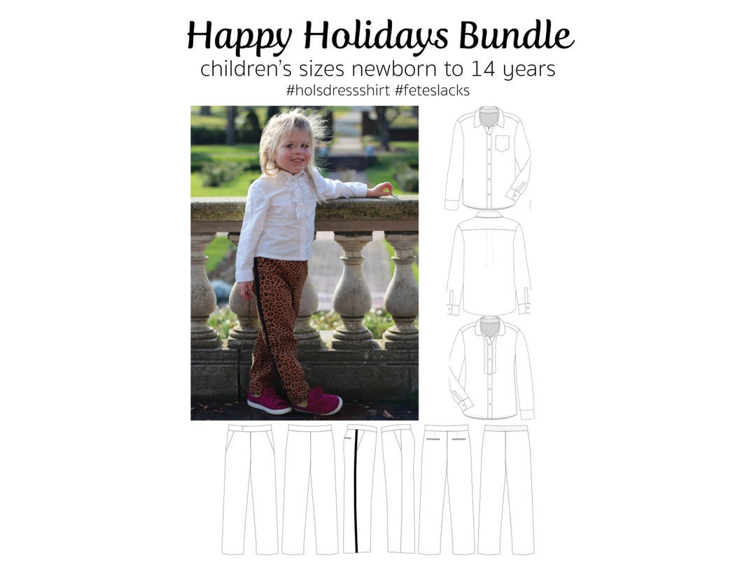 Happy Holidays Bundle, PDF Sewing Pattern, Dress Shirt Pattern, Dress ...