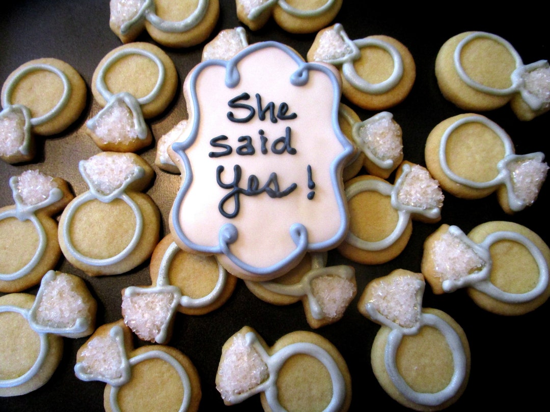 Engagement Cookies-she Said Yes! Sugar Cookies - Etsy