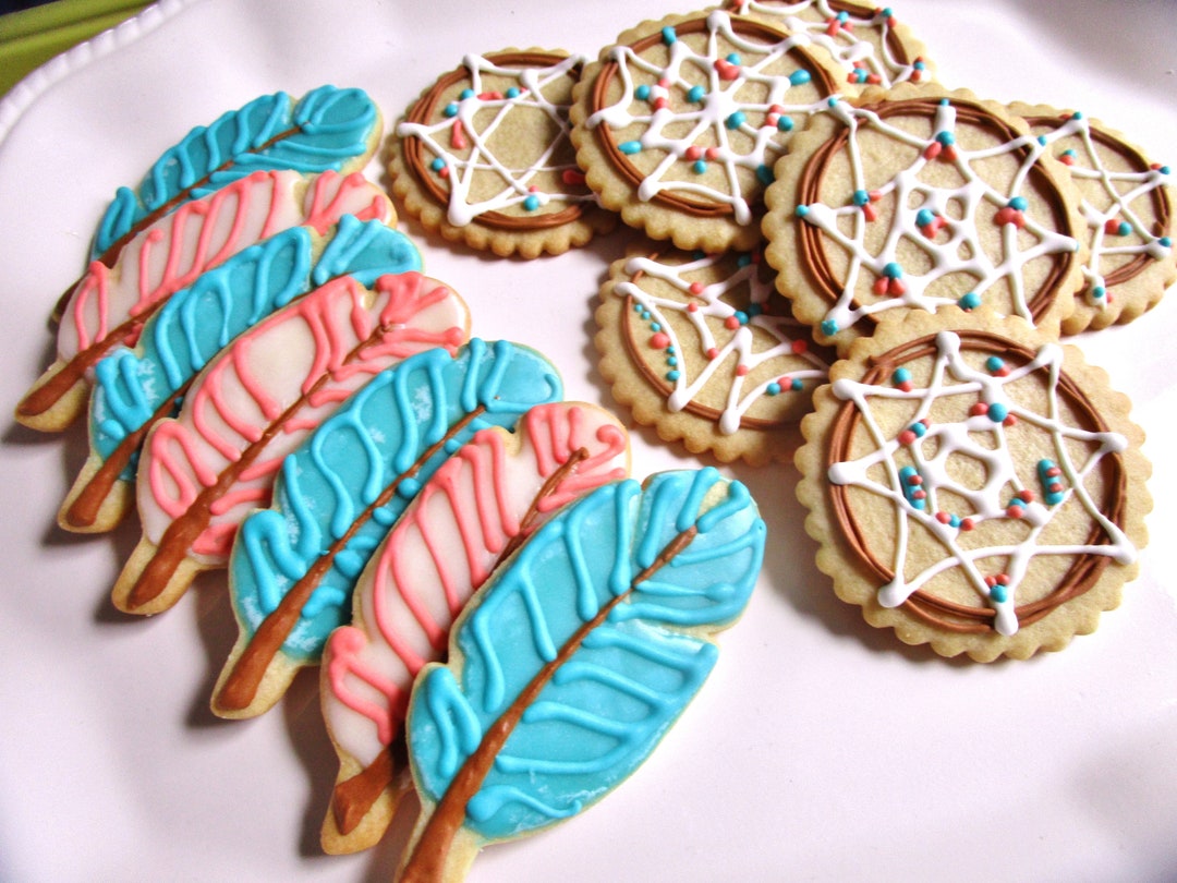 Bohemian Free Spirit Gypsy Cookies- Dream-catcher and Feathers - Etsy