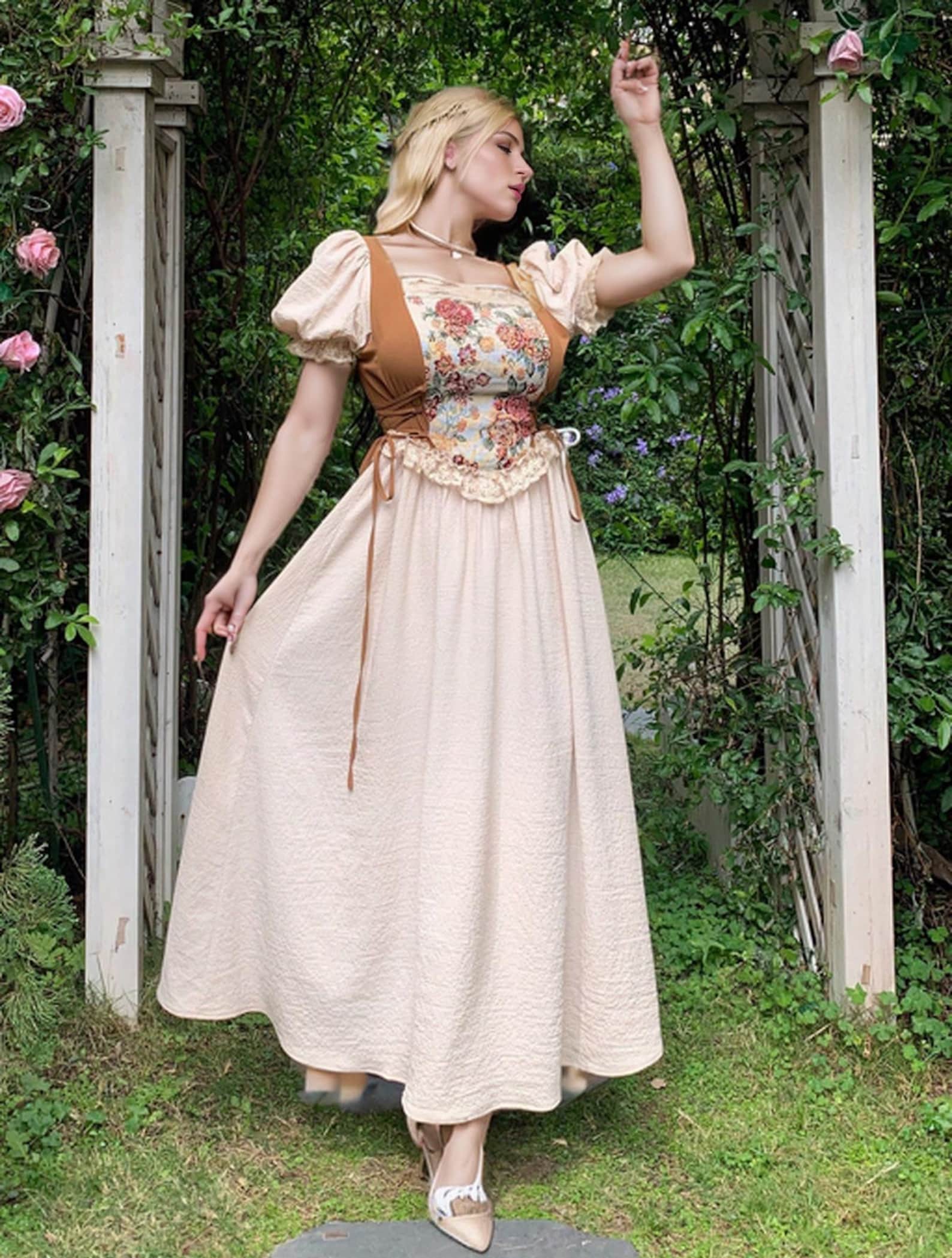 Medieval Princess Dress, Women's Fantasy Costume, Cottagecore Dress ...