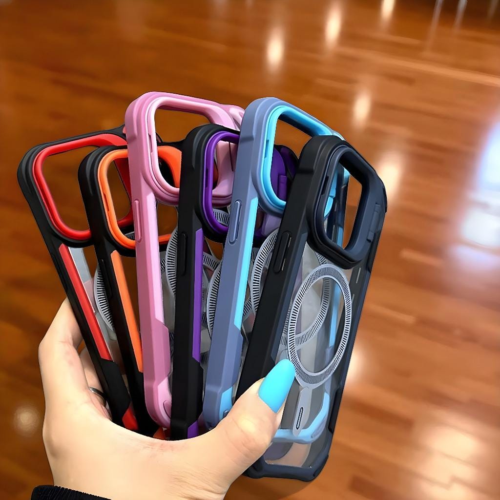 Magnetic Armor iPhone Case: Foldable Lens Protector and Stand, Magsafe ...