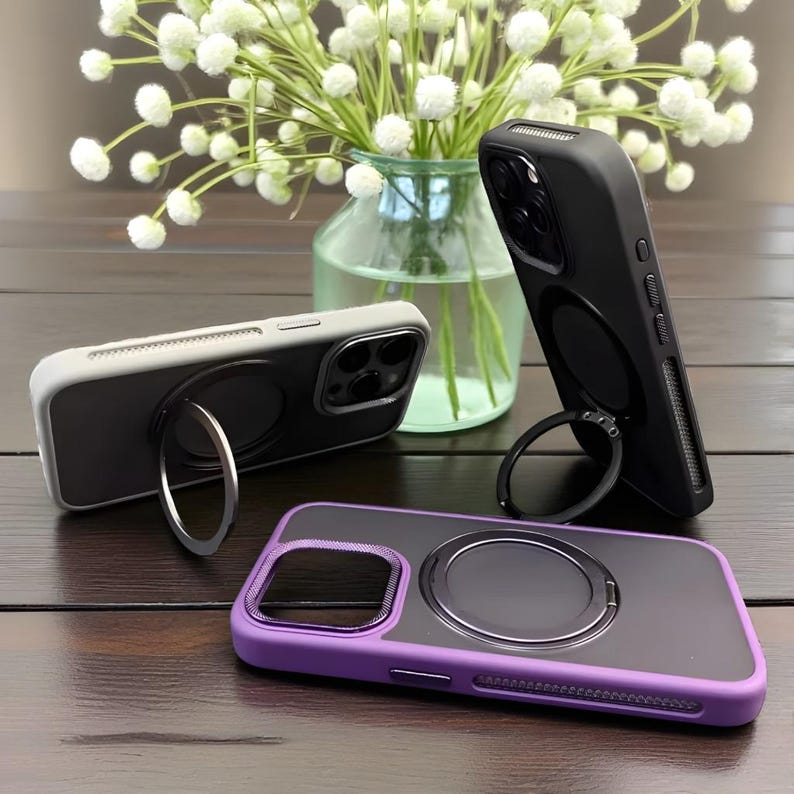 Magsafe Rotating Ring Stand iPhone Case: Shockproof Bumper, Lens ...
