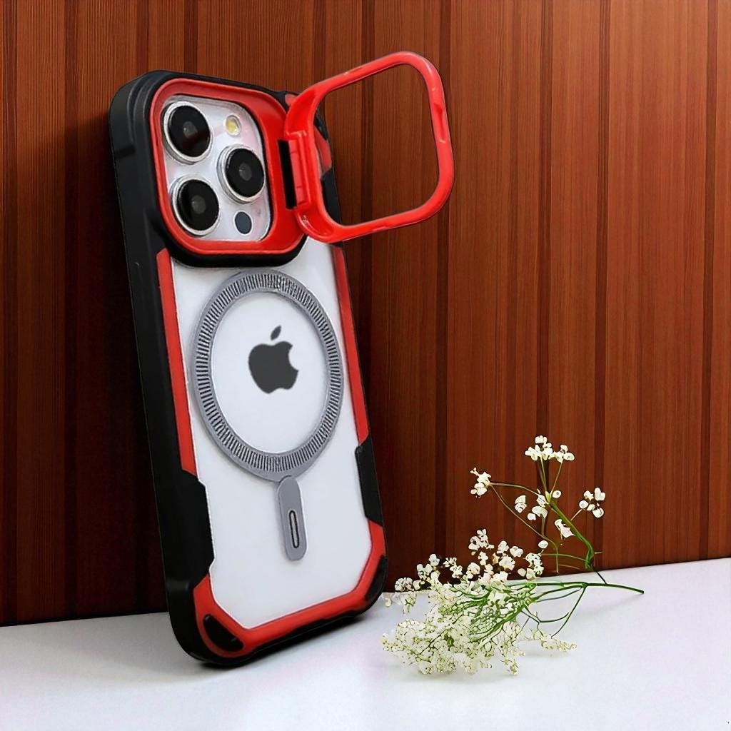Magnetic Armor iPhone Case: Foldable Lens Protector and Stand, Magsafe ...