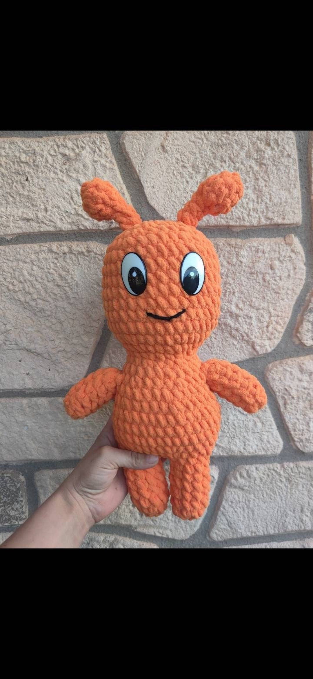Alien Crochet Plushie, Chunky Yarn Stuffed Toy, Orange, Crochet Alien ...