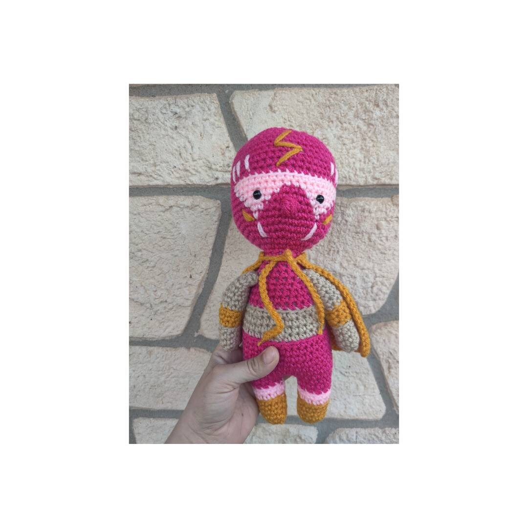 Wrestler Doll, Crochet Luchador Wrestler, Pink Plush Toy, Stuffed Doll ...