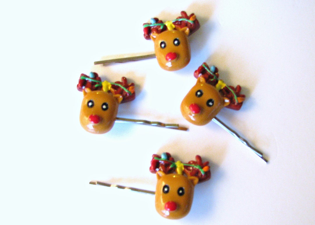 Reindeer Bobby Pins, Hair Pins, Girl Hair Accessory, Christmas Hair ...