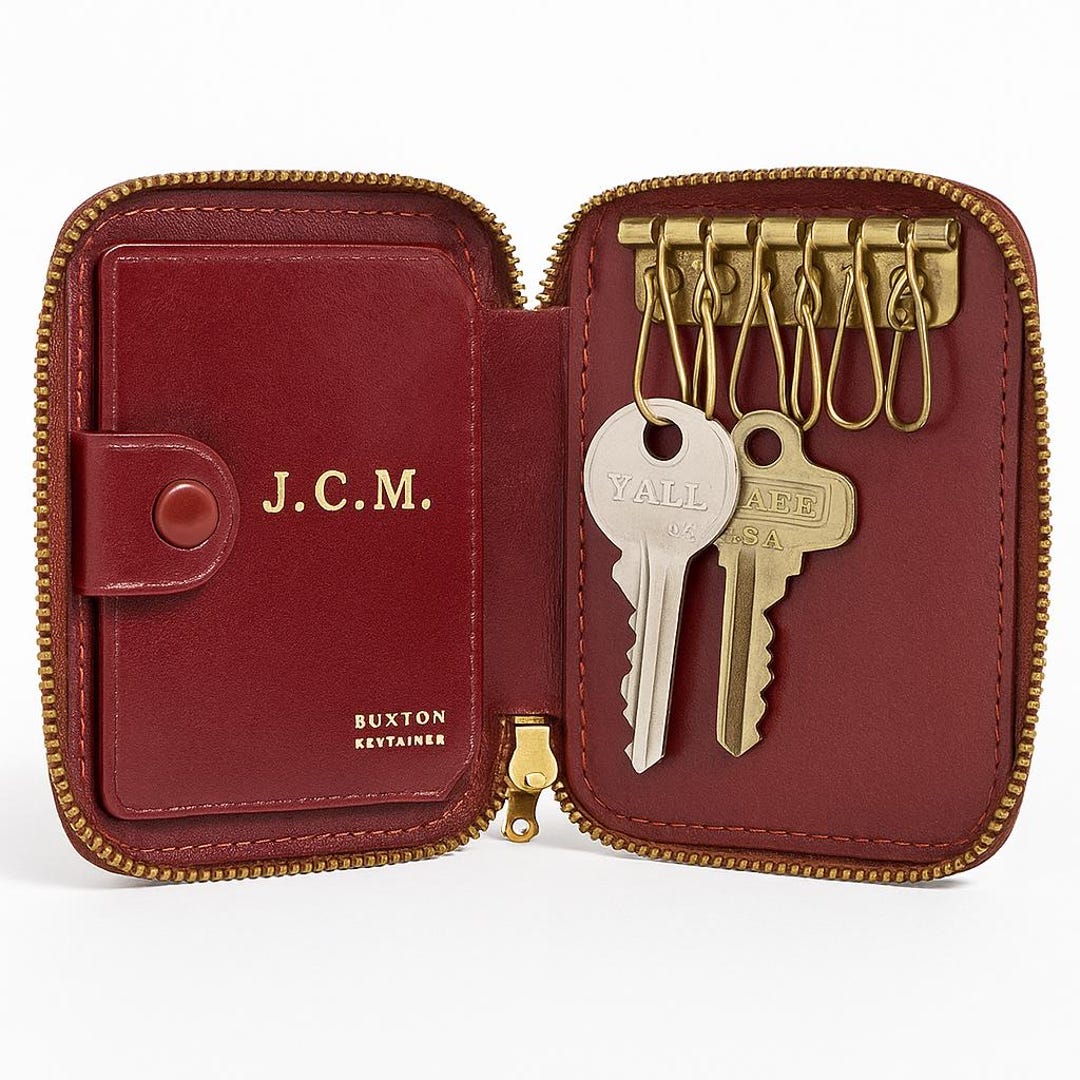 Vintage 1950s Buxton Leather Keytainer – Mid-century Burgundy Zip Key ...