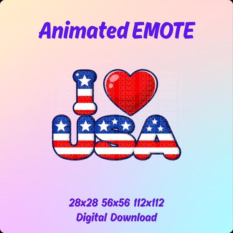 Animated I Love USA Emote | Patriotic Twitch Emote | American Flag ...