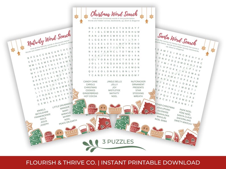 Christmas Word Search Bundle | Instant Printable Download - Etsy