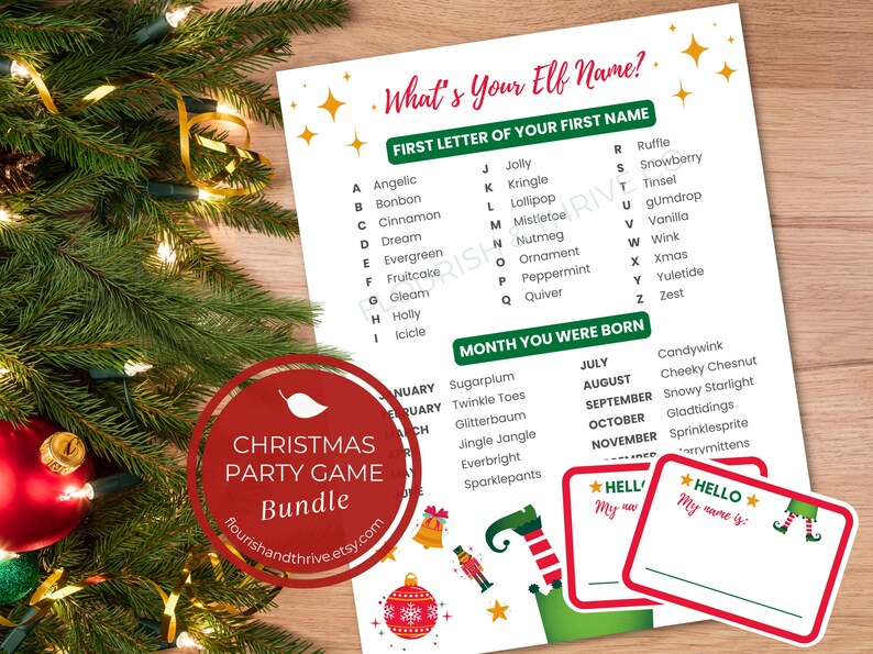 What’s Your Elf Name? Printable Party Game | Instant Christmas Download ...