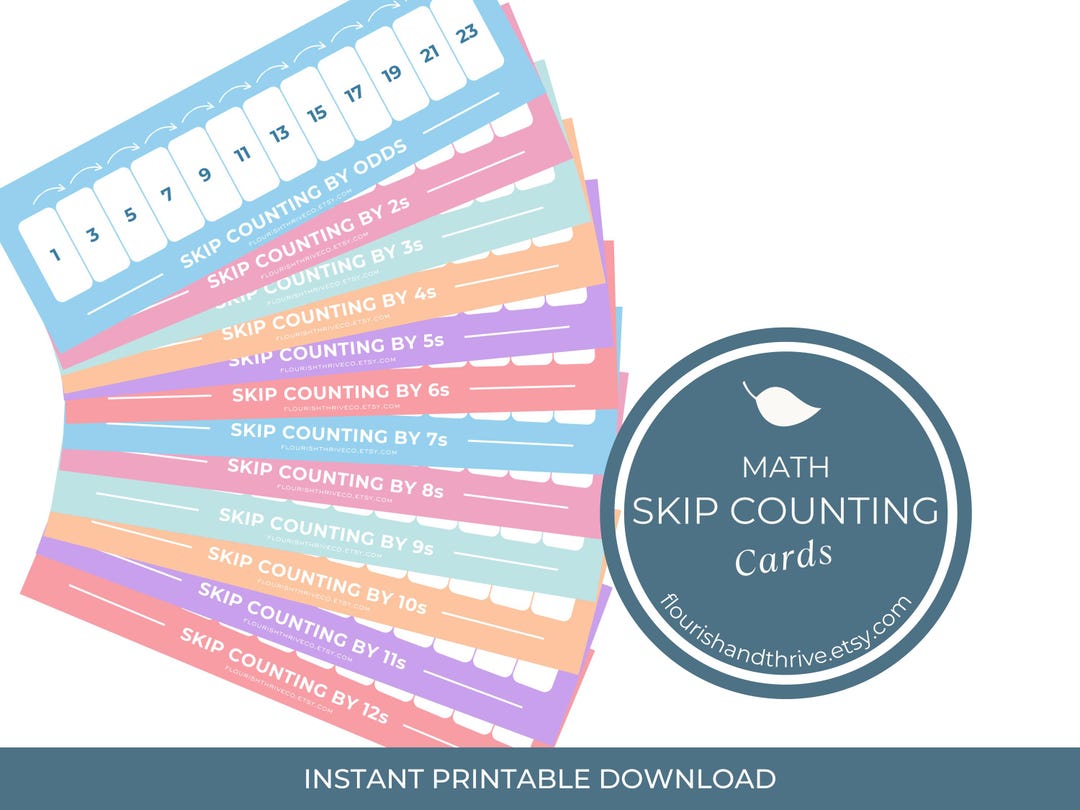 Set of 15 Skip Counting Cards | Printable PDF | Math Class Tools ...