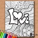 INSTANT DOWNLOAD Coloring Page Love Word Art Print zentangle | Etsy