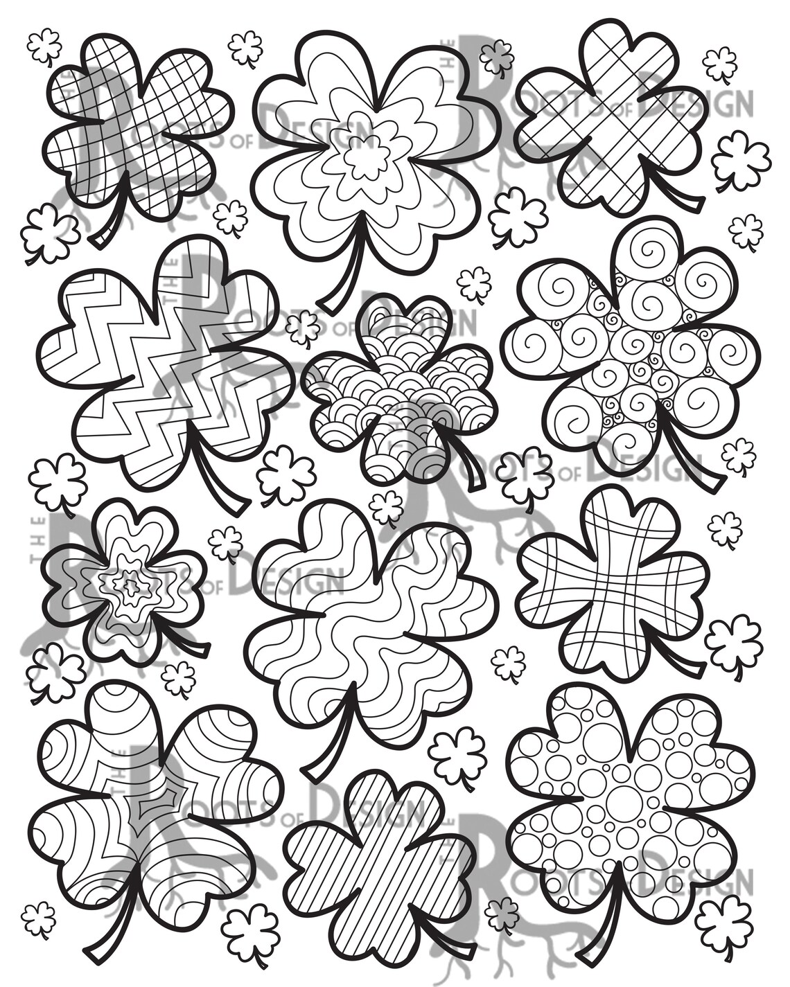 INSTANT DOWNLOAD Coloring Page Shamrock Lots of Them - Etsy