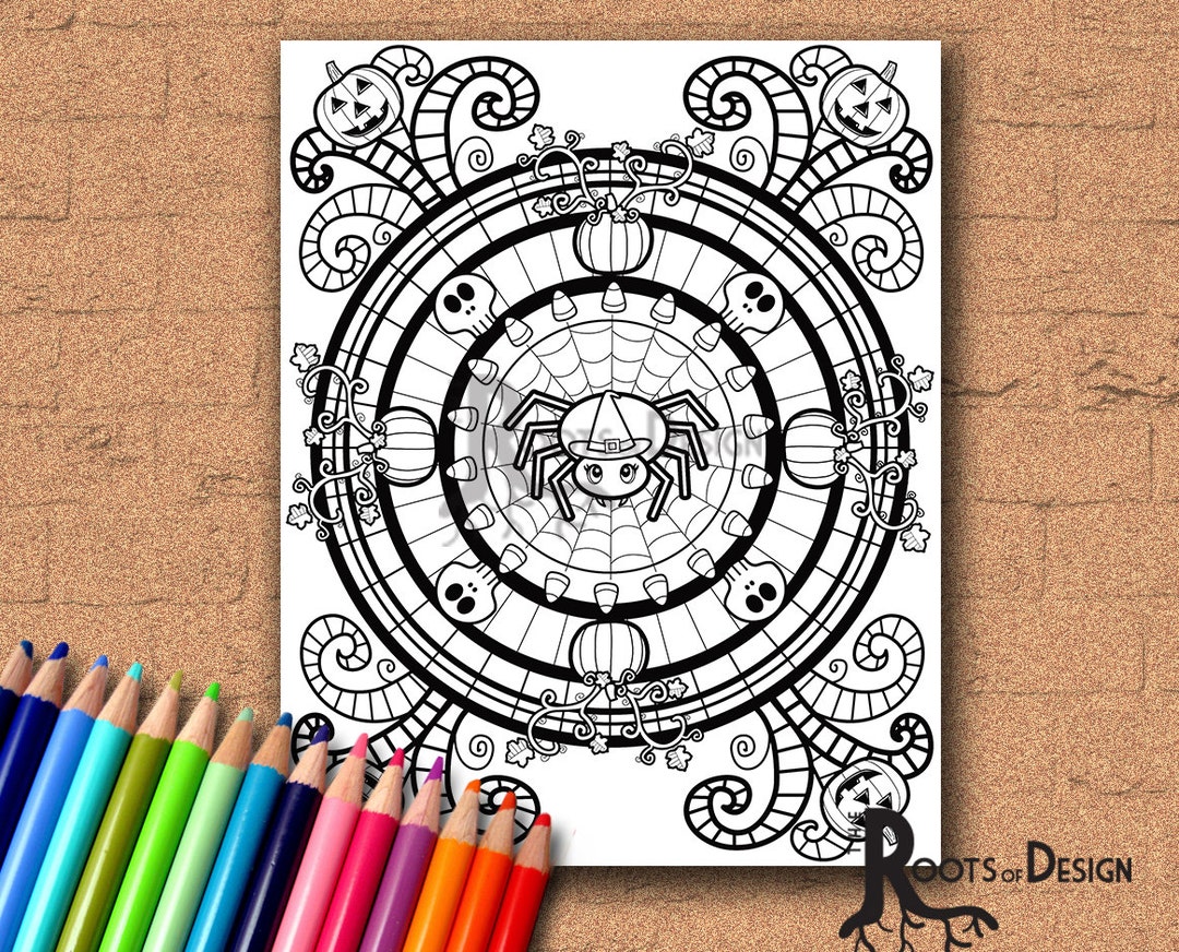 INSTANT DOWNLOAD Coloring Halloween Mandala Coloring Page Print, Doodle ...