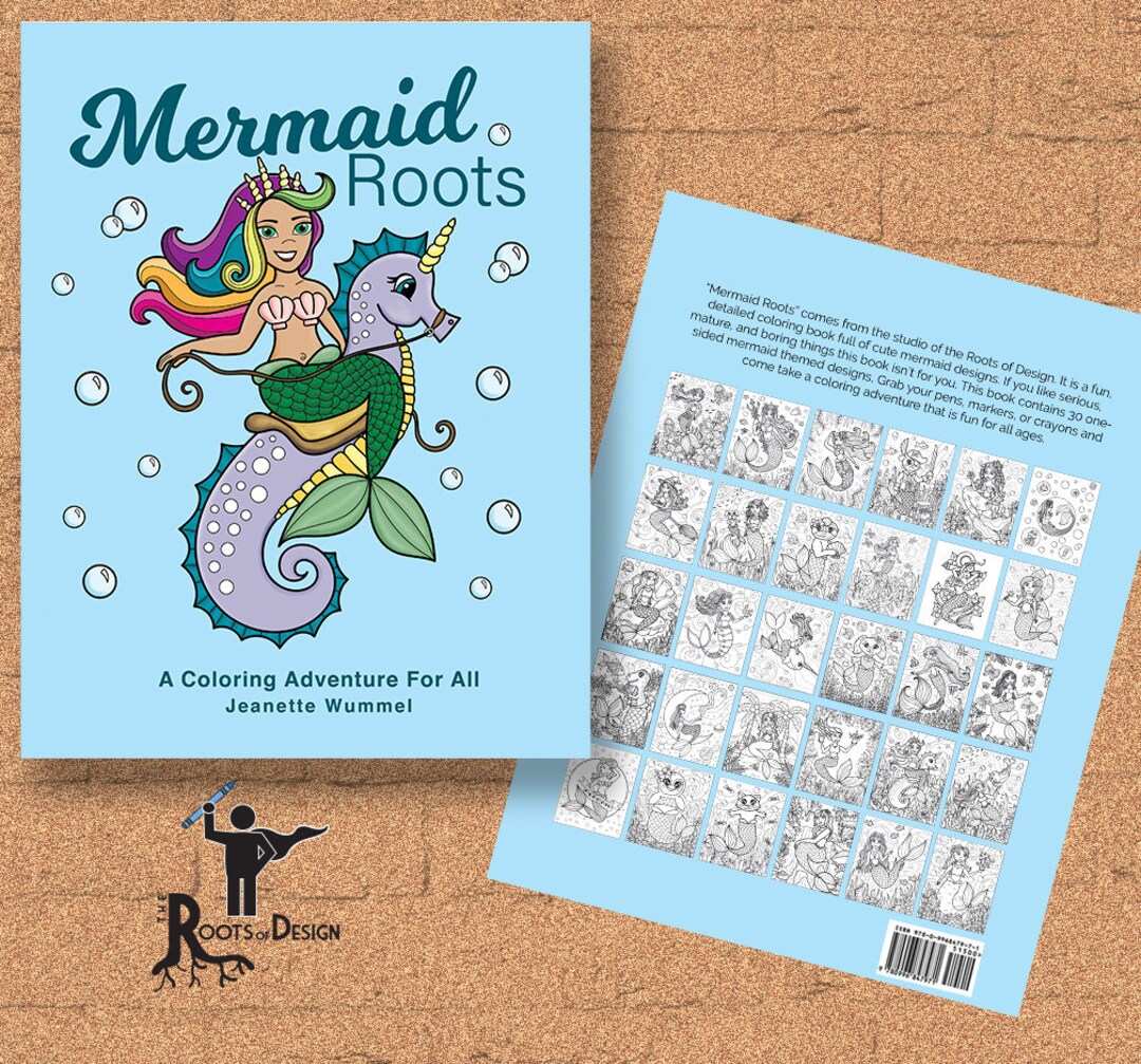 INSTANT DOWNLOAD Coloring Book Mermaid Roots Coloring Print, Doodle Art ...