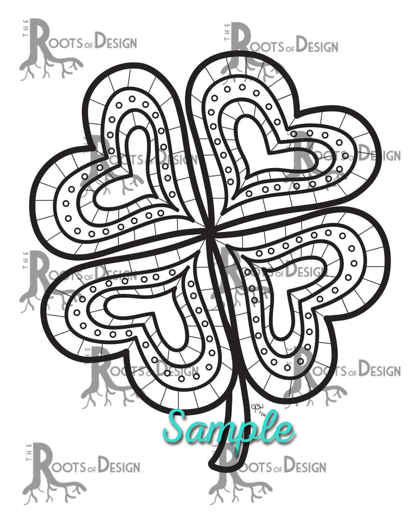 INSTANT DOWNLOAD Coloring Page Four Leaf Clover/ Shamrock | Etsy
