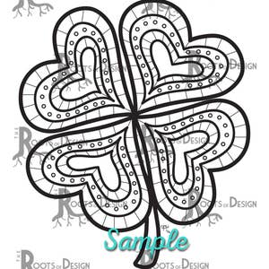 INSTANT DOWNLOAD Coloring Page - Four Leaf Clover/ Shamrock Print ...