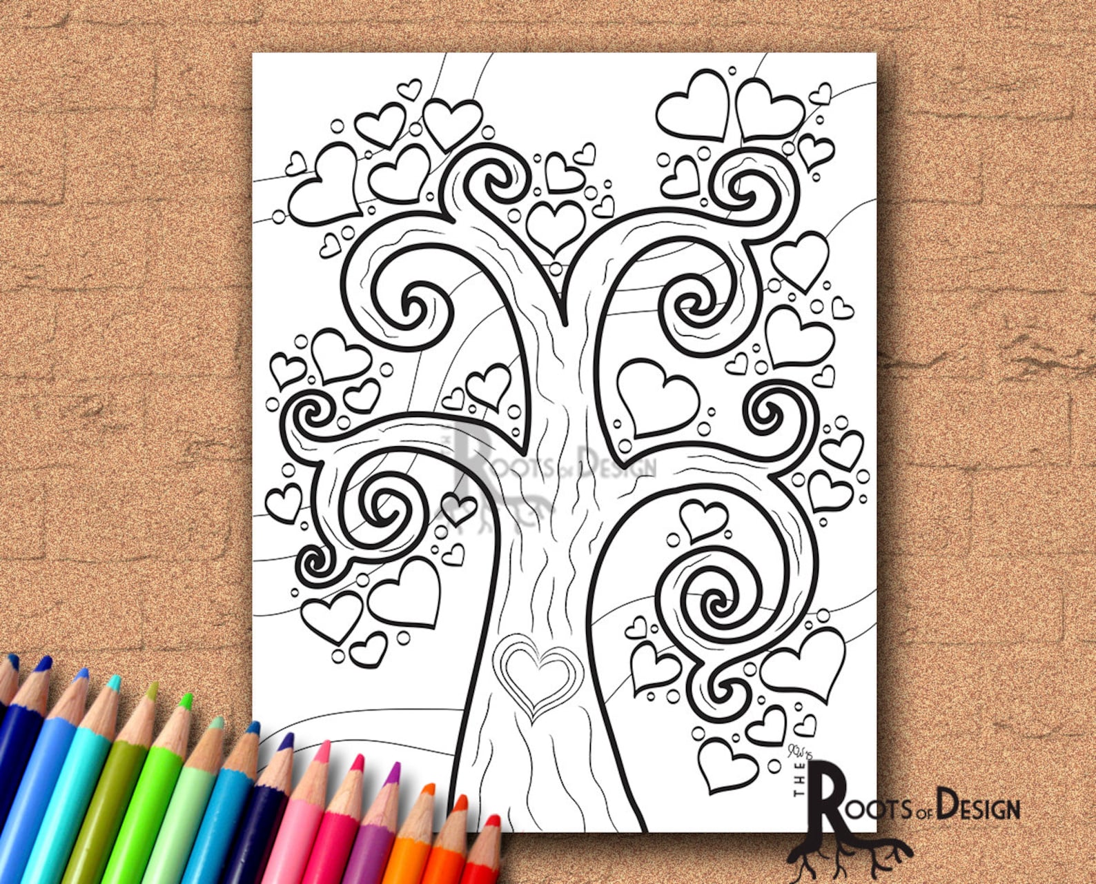 INSTANT DOWNLOAD Coloring Page Heart Tree Coloring Print - Etsy