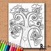 INSTANT DOWNLOAD Coloring Page - Heart Tree Coloring Print Zentangle ...