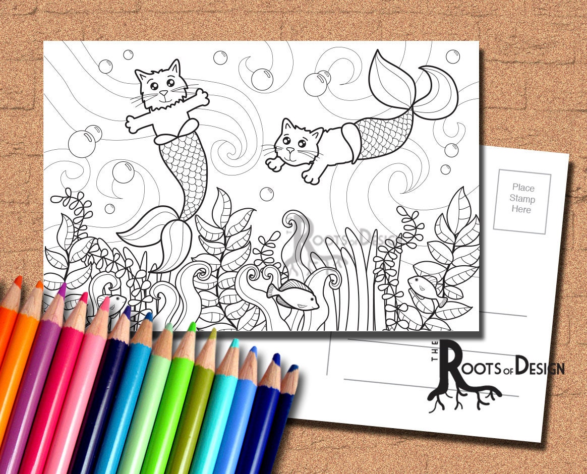 INSTANT DOWNLOAD Coloring Postcard Page - Bundle Color Your Own Fun ...