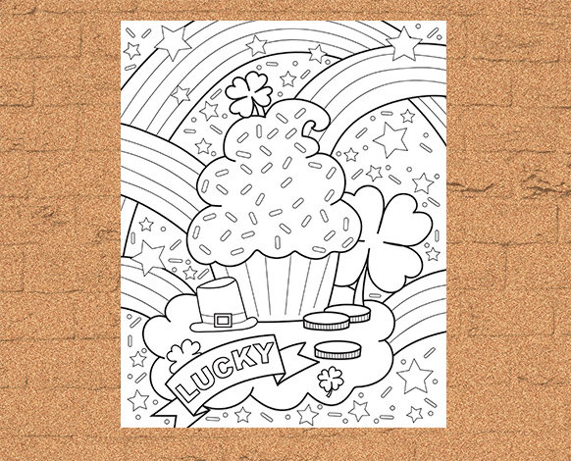 INSTANT DOWNLOAD Coloring Page - Clover Cupcake Print Zentangle ...