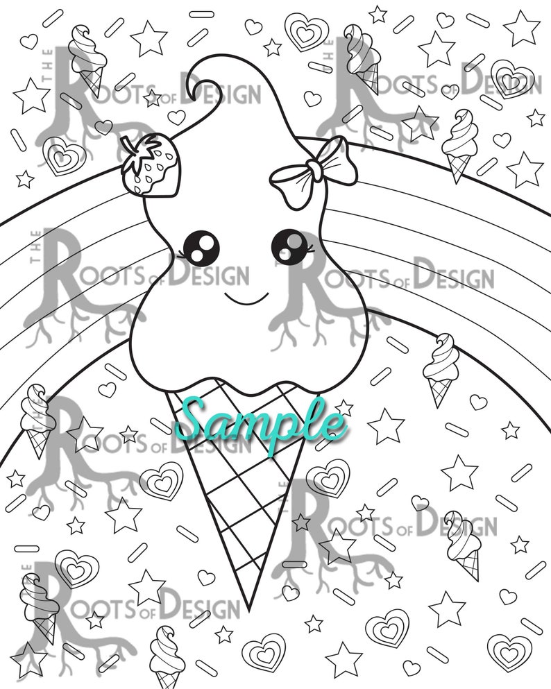 INSTANT DOWNLOAD Coloring Page Ice Cream Cutie Art Coloring - Etsy