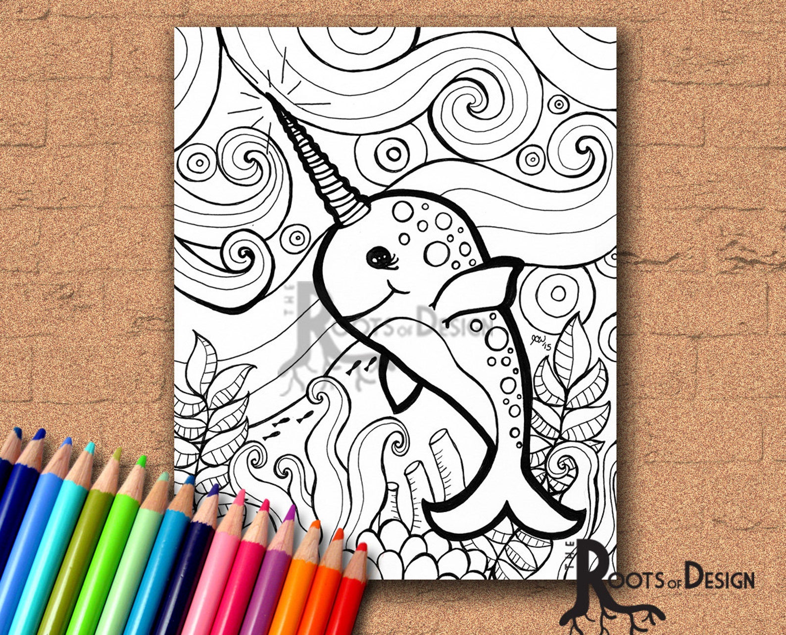 INSTANT DOWNLOAD Coloring Page - Narwhal Zentangle Inspired, Doodle Art ...