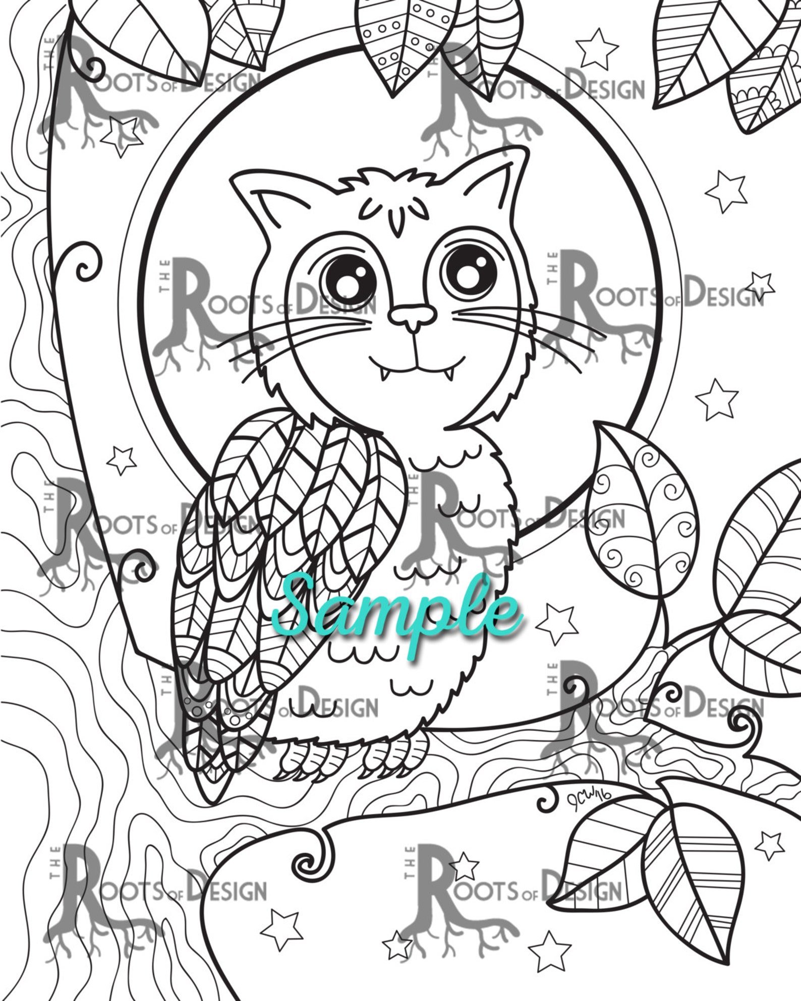 INSTANT DOWNLOAD Coloring Page Owl-cat Art Coloring Print - Etsy