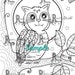 INSTANT DOWNLOAD Coloring Page Owl-cat Art Coloring Print, Doodle Art ...
