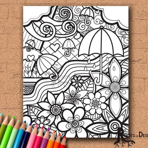INSTANT DOWNLOAD Coloring Page - April Showers Bring May Flowers Print ...