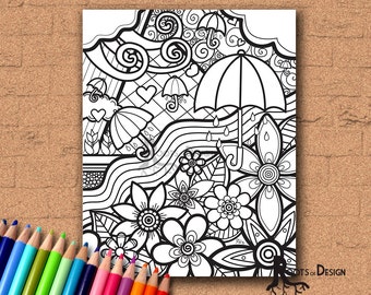 INSTANT DOWNLOAD Coloring Page Rainbow Cloud Print Doodle | Etsy