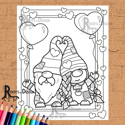 Love Gnome Coloring Page Instant Download Coloring Sheet - Etsy