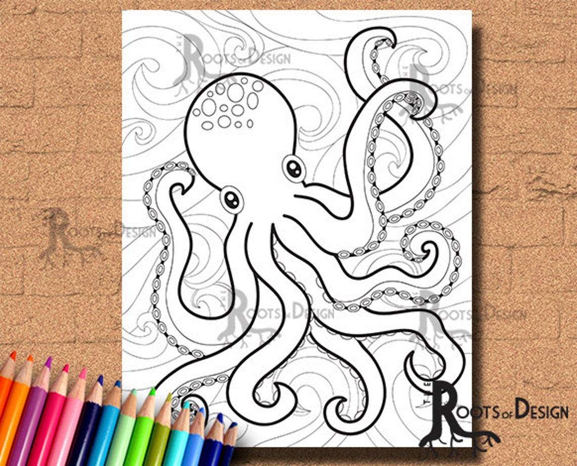 INSTANT DOWNLOAD Coloring Page Octopus Print Doodle Art - Etsy
