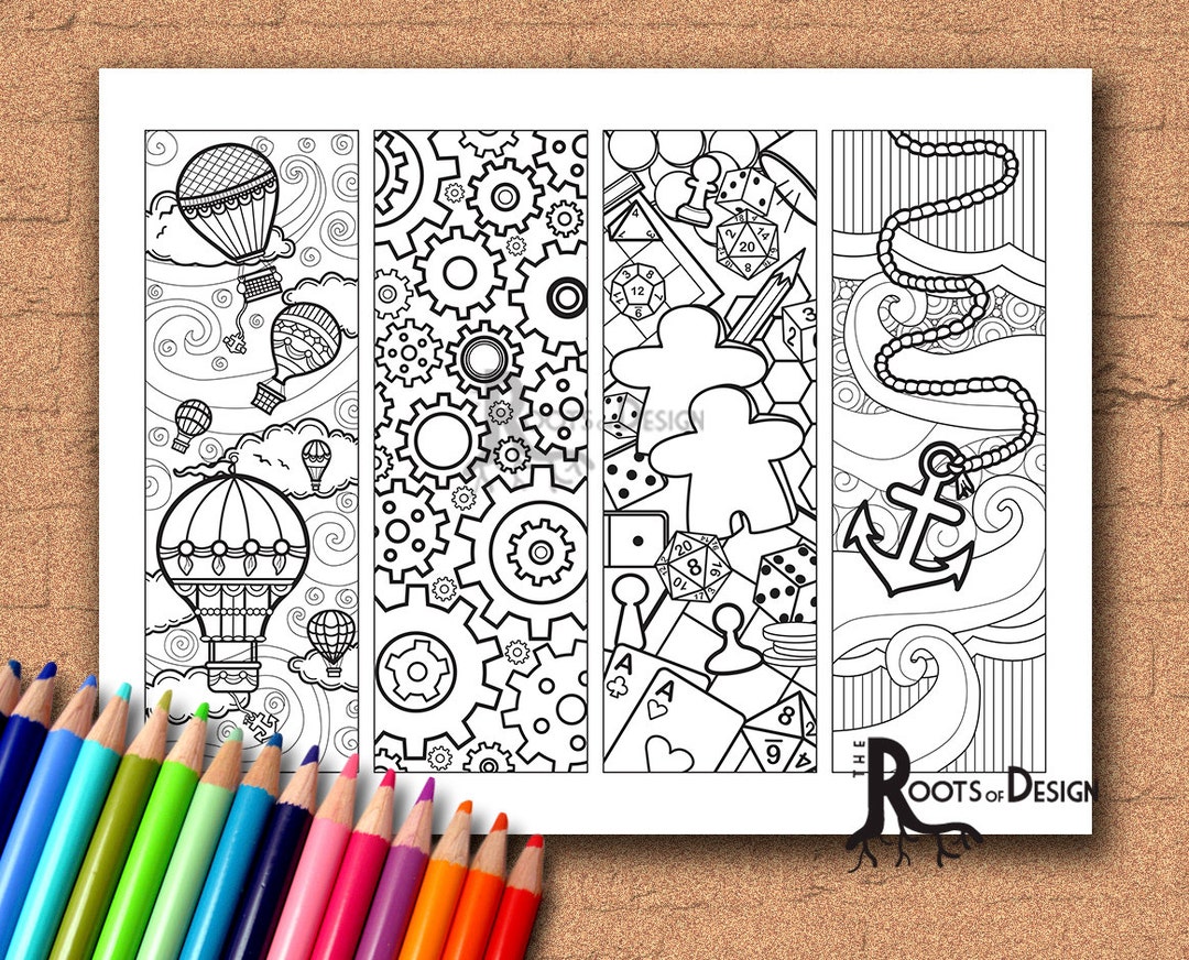 INSTANT DOWNLOAD Coloring Page - Color Your Own Fun Bookmarks, Doodle ...