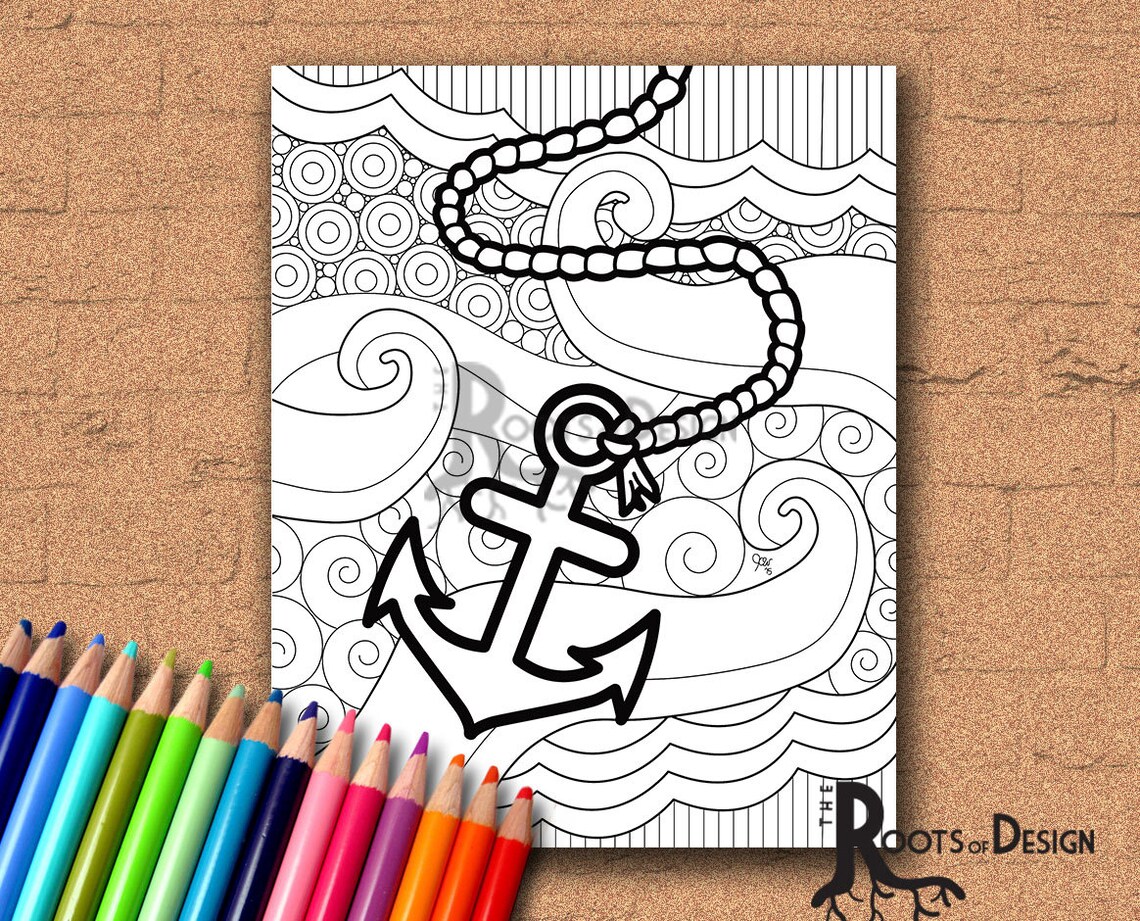 INSTANT DOWNLOAD Coloring Page - Anchor Art, Printable - Etsy
