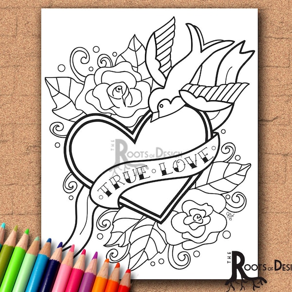 Tattoo Coloring Pages - Etsy