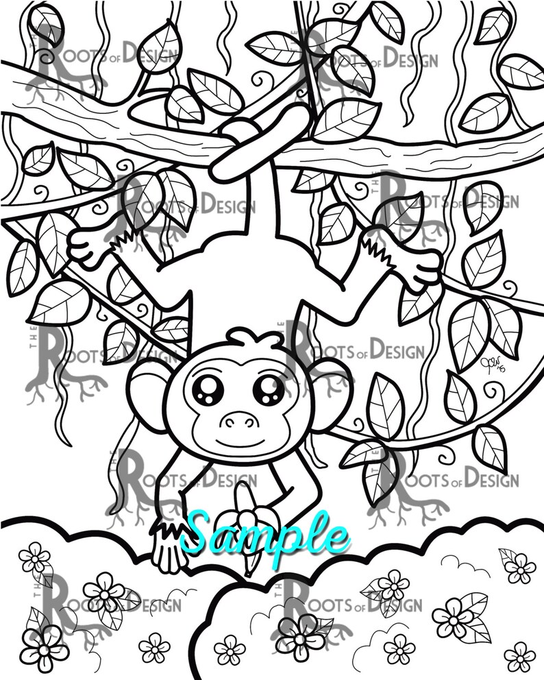 INSTANT DOWNLOAD Coloring Page Funny Monkey Coloring Print - Etsy