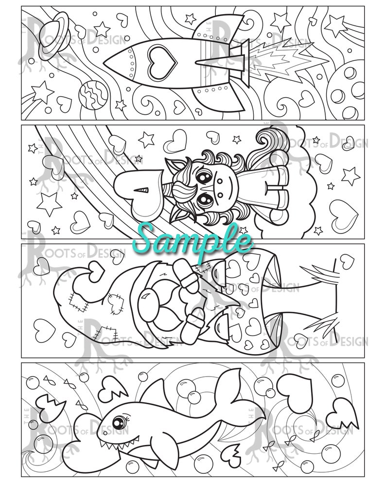INSTANT DOWNLOAD Coloring Page Valentine and Heart Theme - Etsy