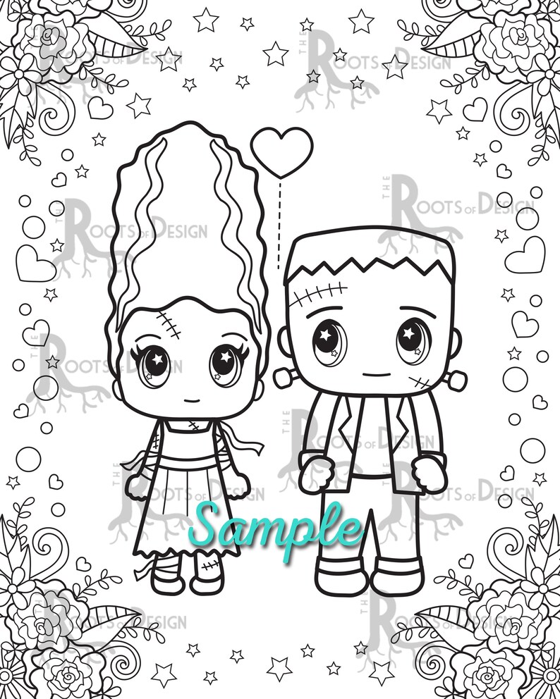 INSTANT DOWNLOAD Coloring Page - Halloween Wedding Coloring Pack ...