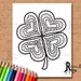 INSTANT DOWNLOAD Coloring Page - Four Leaf Clover/ Shamrock Print ...